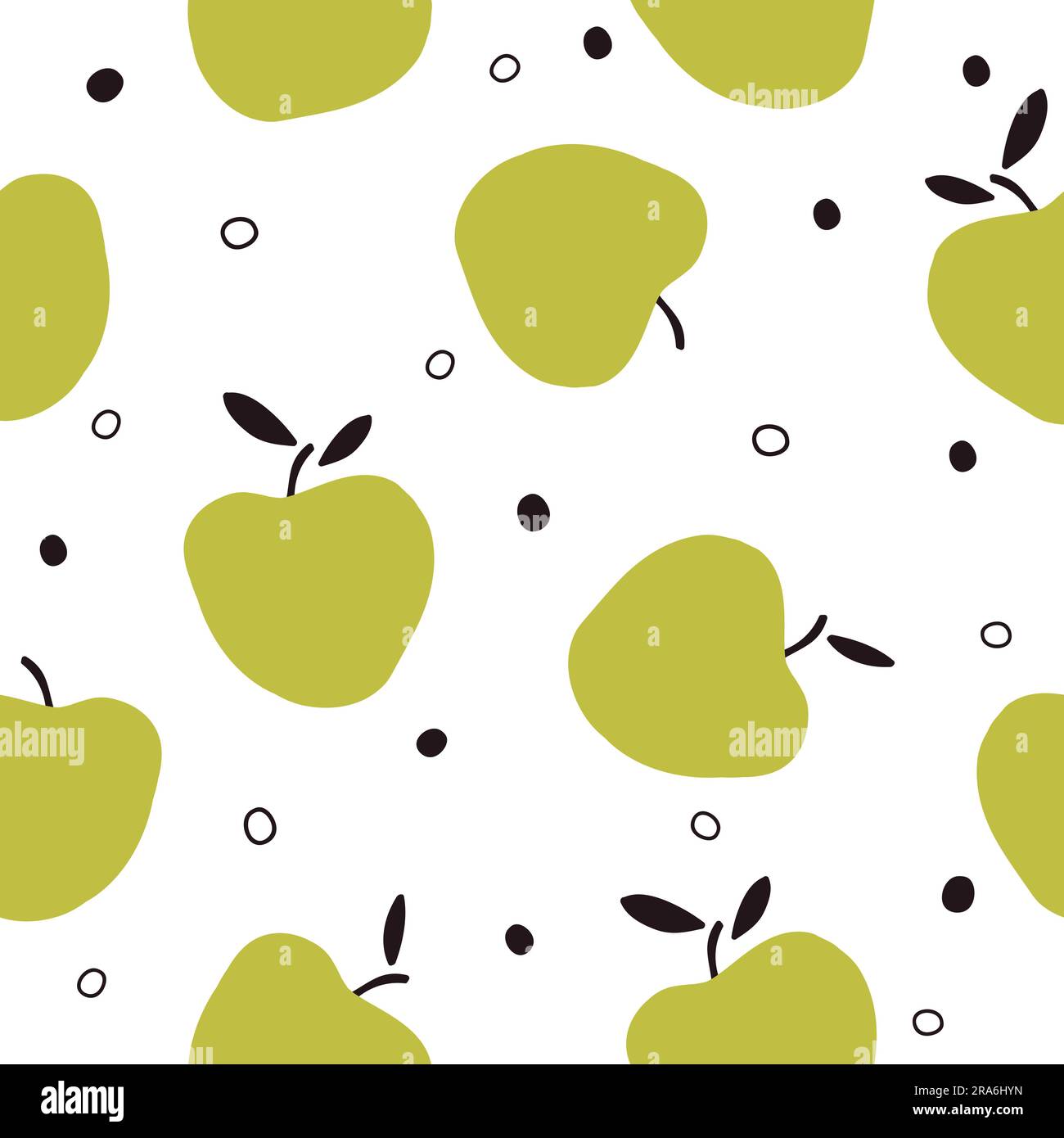Seamless Pattern With Green Apples Fruits Background Vector