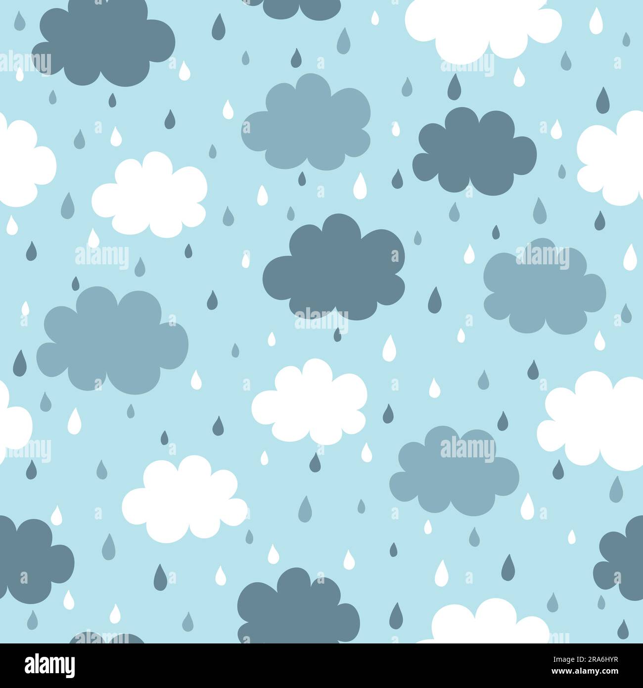 Seamless pattern with clouds and raindrops. Cute background for kids. Vector illustration Stock ...