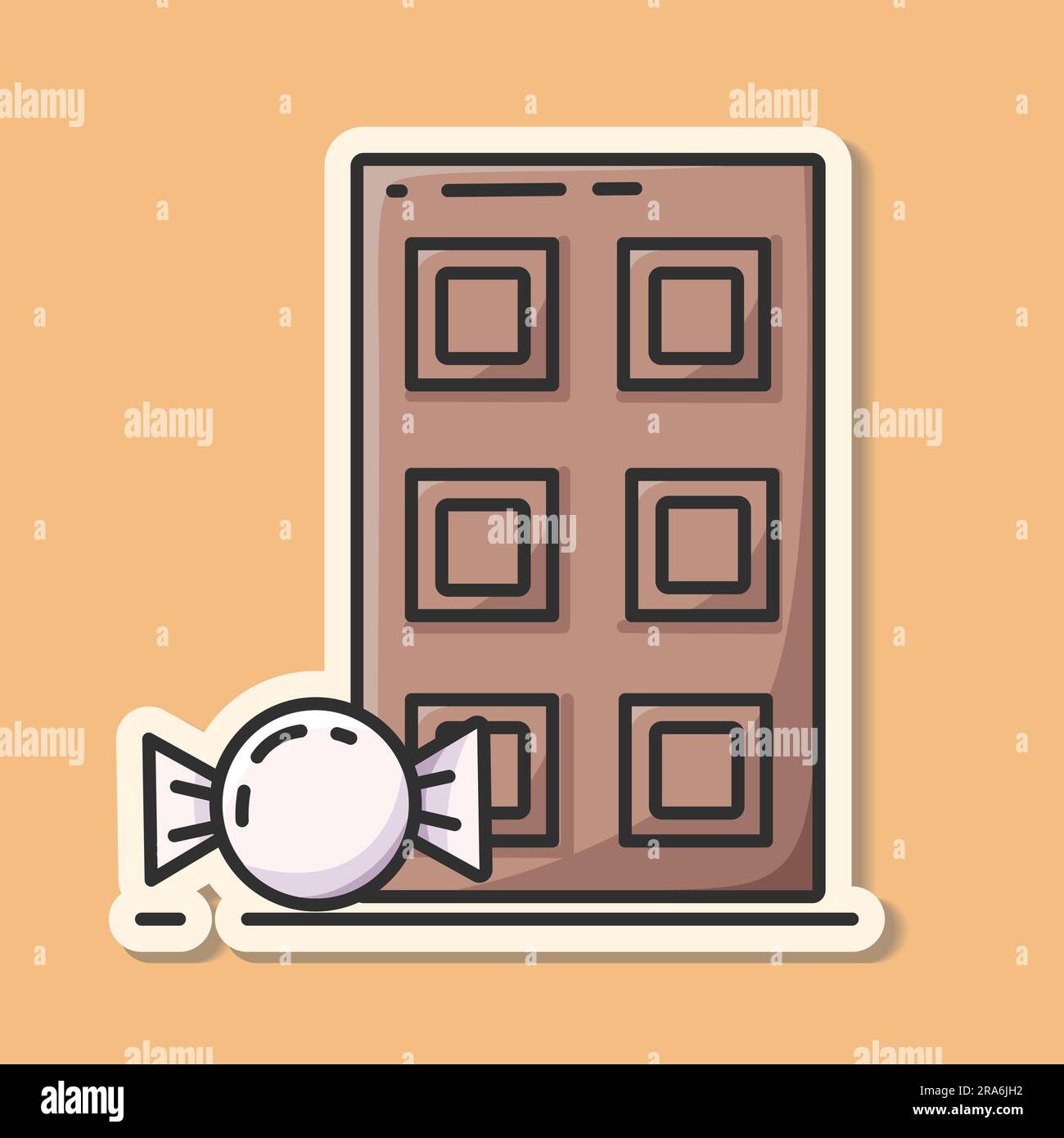 Cute chocolate sticker pastel concept beige color Stock Vector Image ...