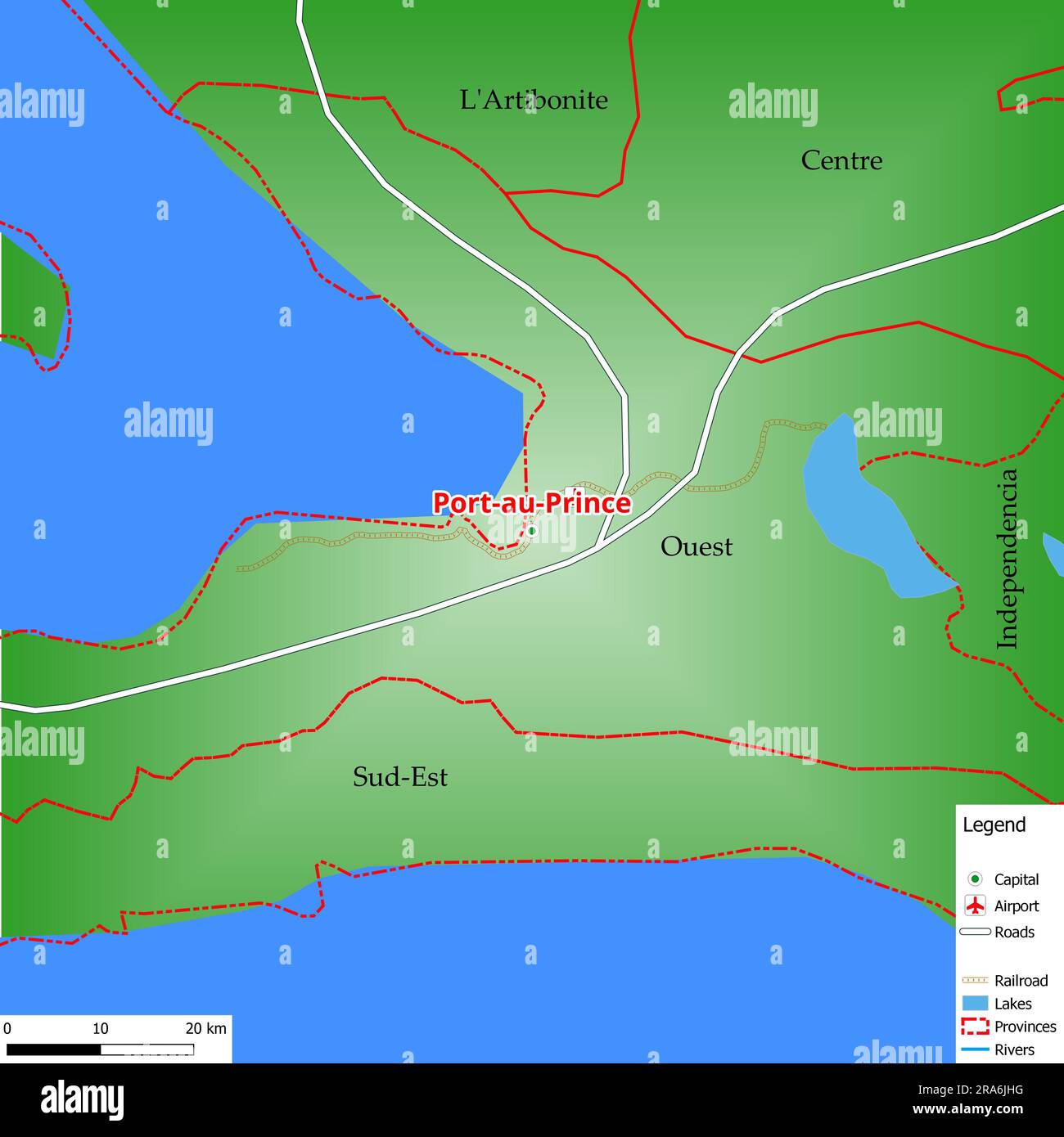 Map of the capital city Por t- au - Princewith main streets, rivers ...