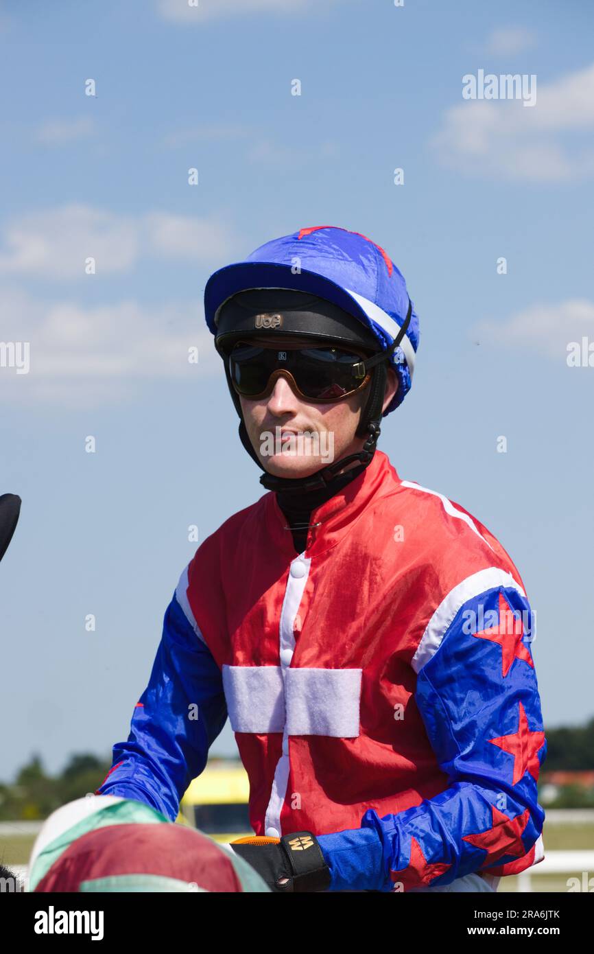 Jockey Dylan Hogan on Silver Screen at York Races Stock Photo - Alamy