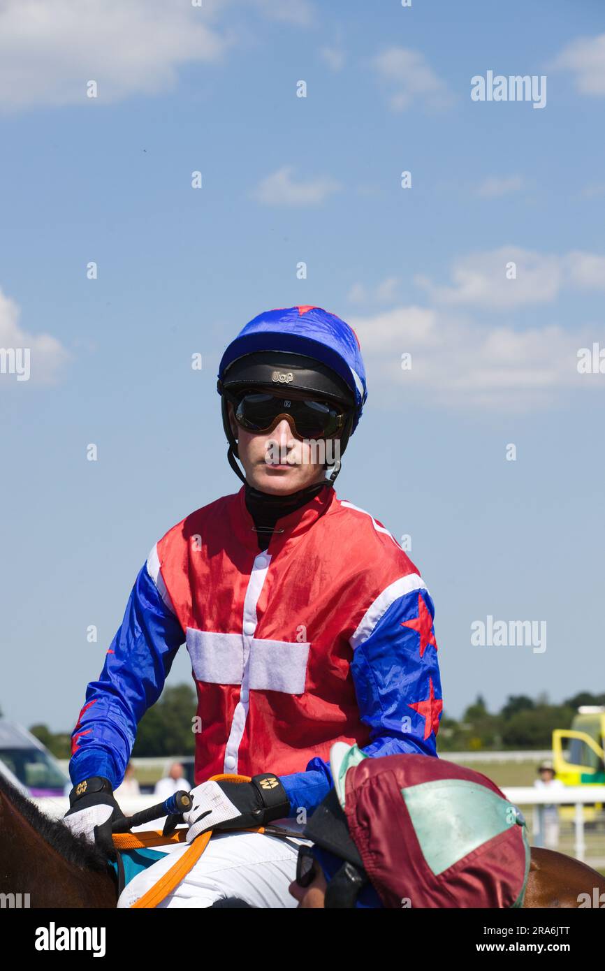 Jockey Dylan Hogan on Silver Screen at York Races Stock Photo - Alamy