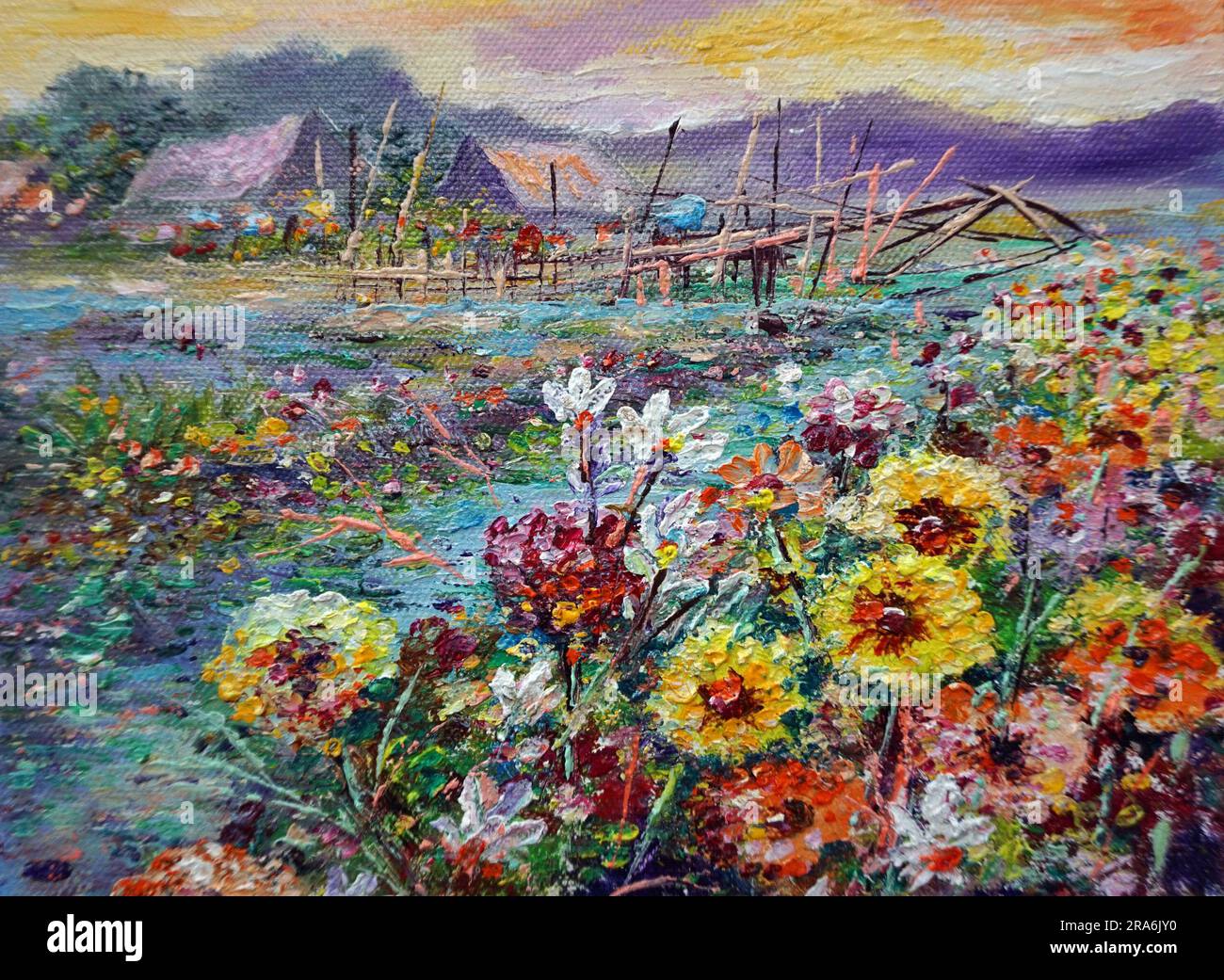 Art Oil painting Fine art Thailand Countryside Abundance , organic ...