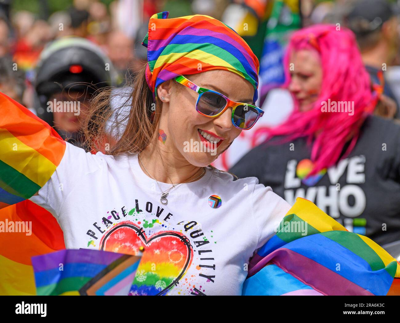 Pride In London parade from Hyde Park Corner to Westminster ...