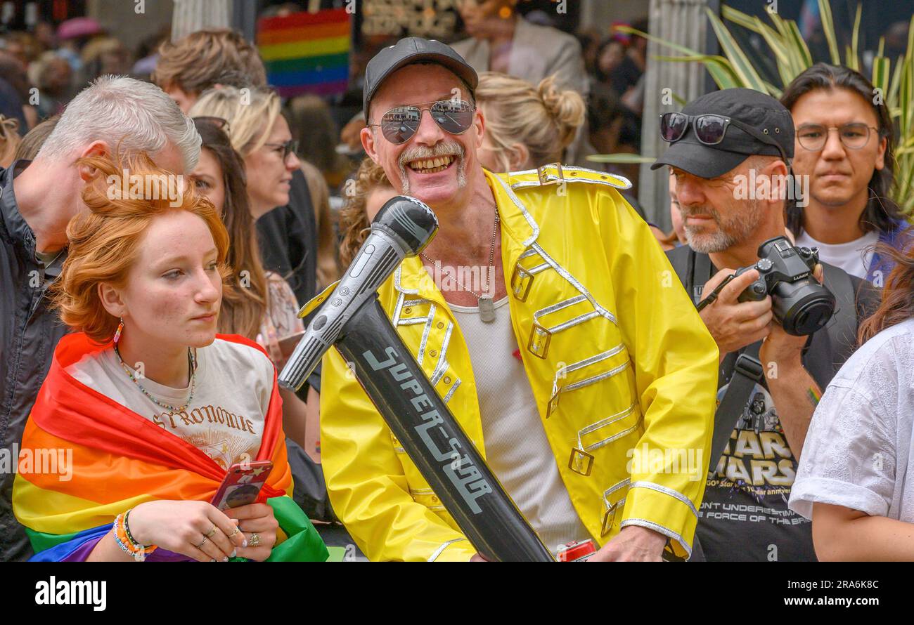 Pride In London parade from Hyde Park Corner to Westminster ...