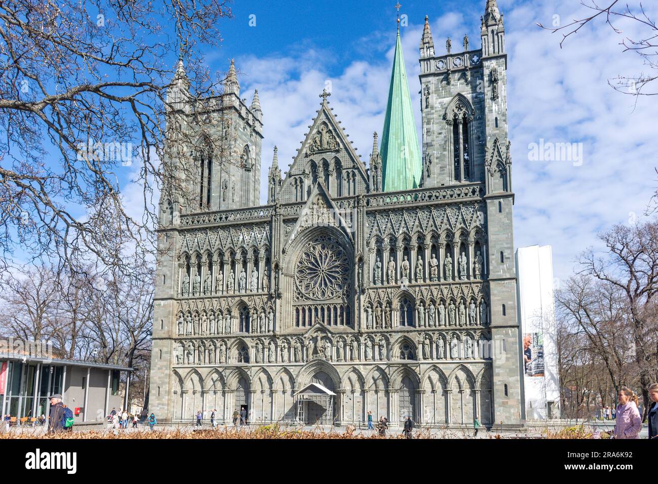 West Front of 13th century Nidaros Cathedral (Nidarosdomen) Kongsgårdsgata, Trondheim, Trøndelag ...
