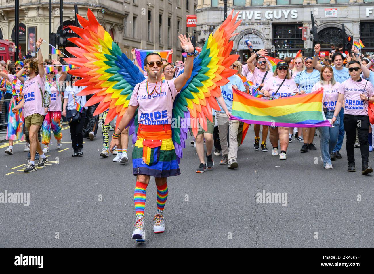 Pride In London parade from Hyde Park Corner to Westminster ...