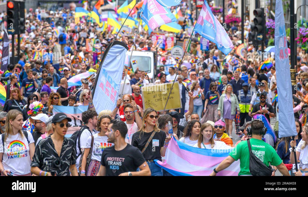 Pride In London parade from Hyde Park Corner to Westminster ...