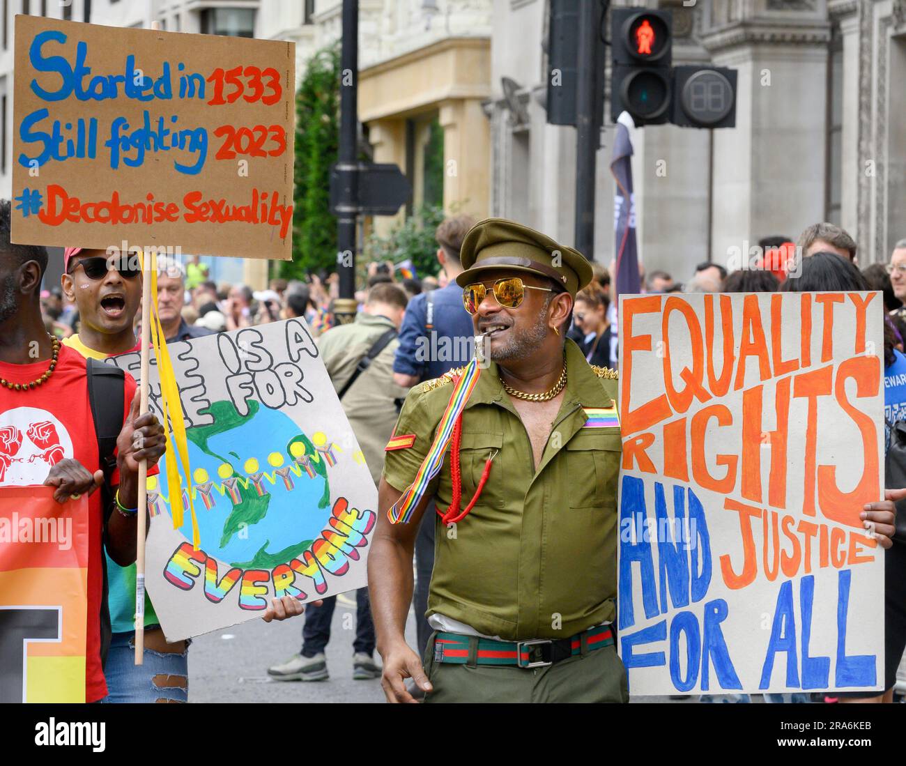 Pride In London parade from Hyde Park Corner to Westminster ...