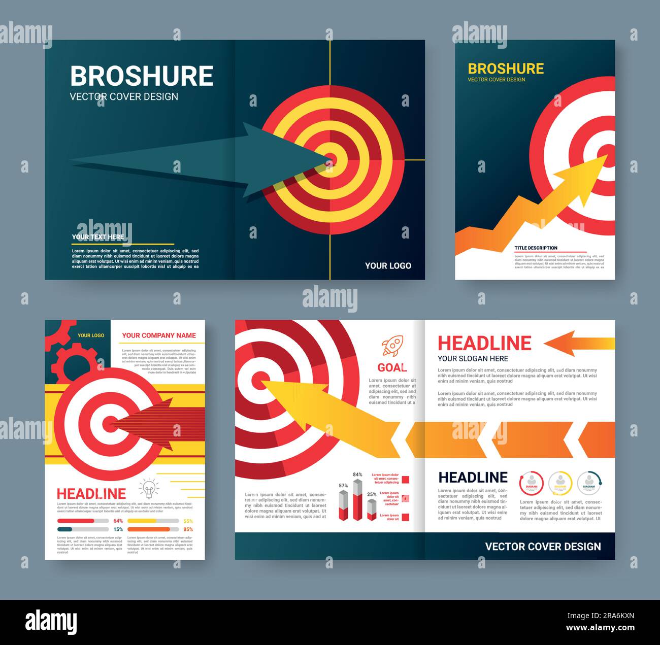 Business brochure. Abstract target design of flyer. Arrow to goal ...