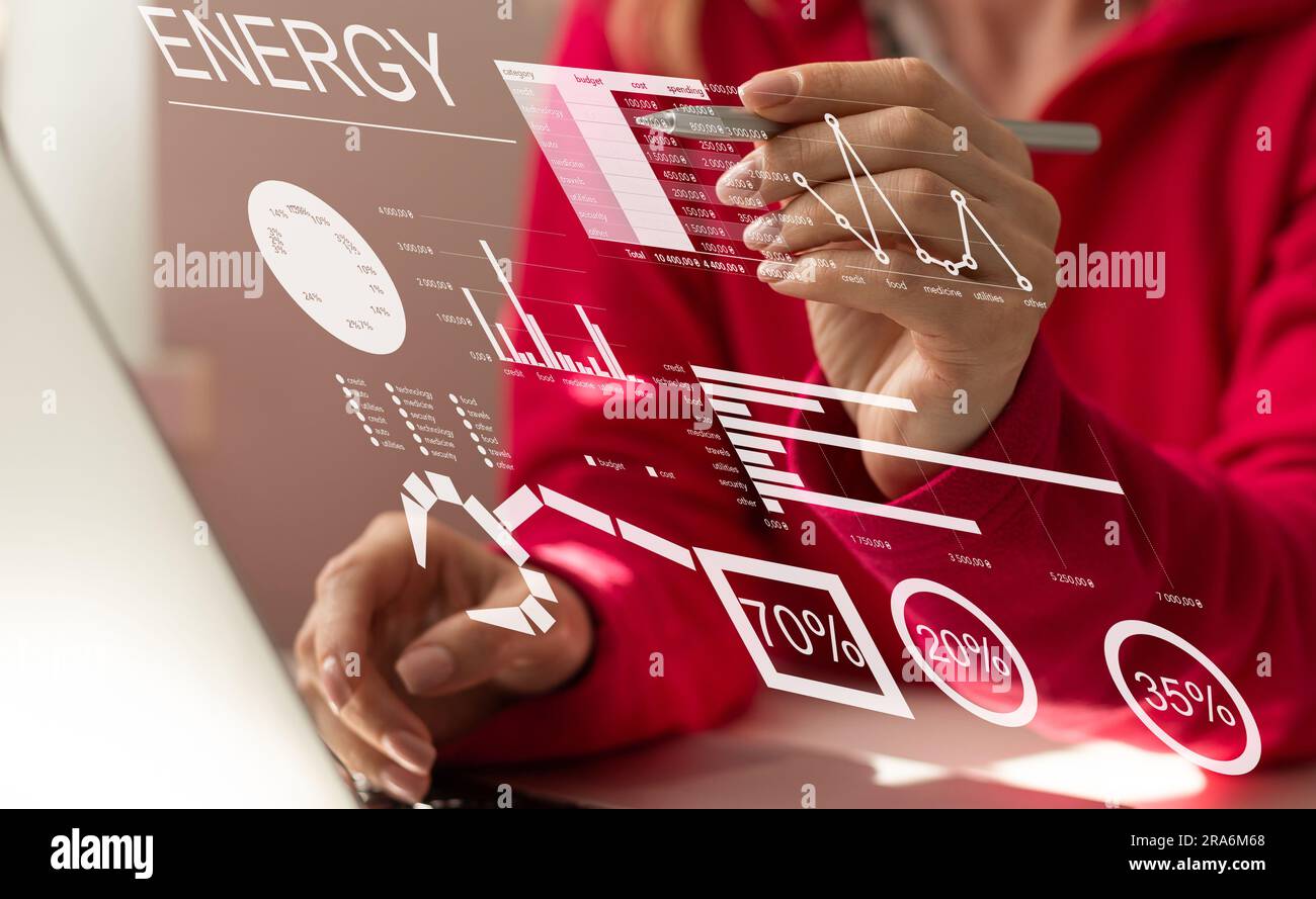 virtual screen with energy percentages hologram, virtual screen icons ...