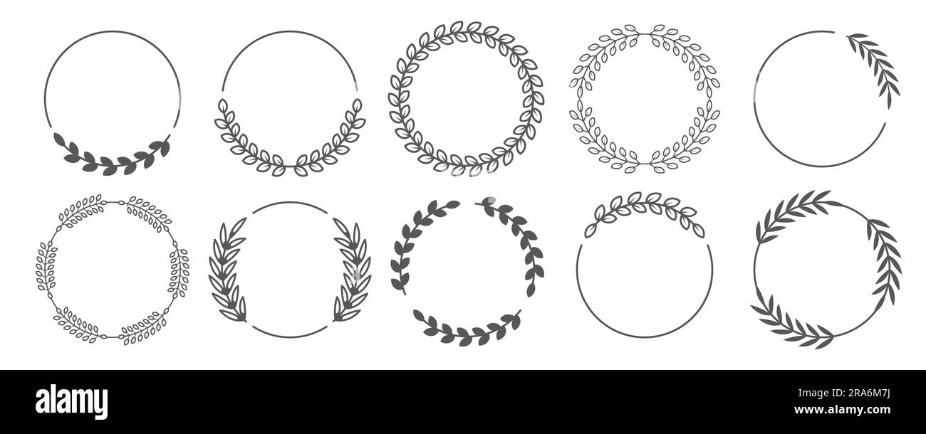 Branches circle. Botanical wreath. Laurel plant leaf, floral frame ...