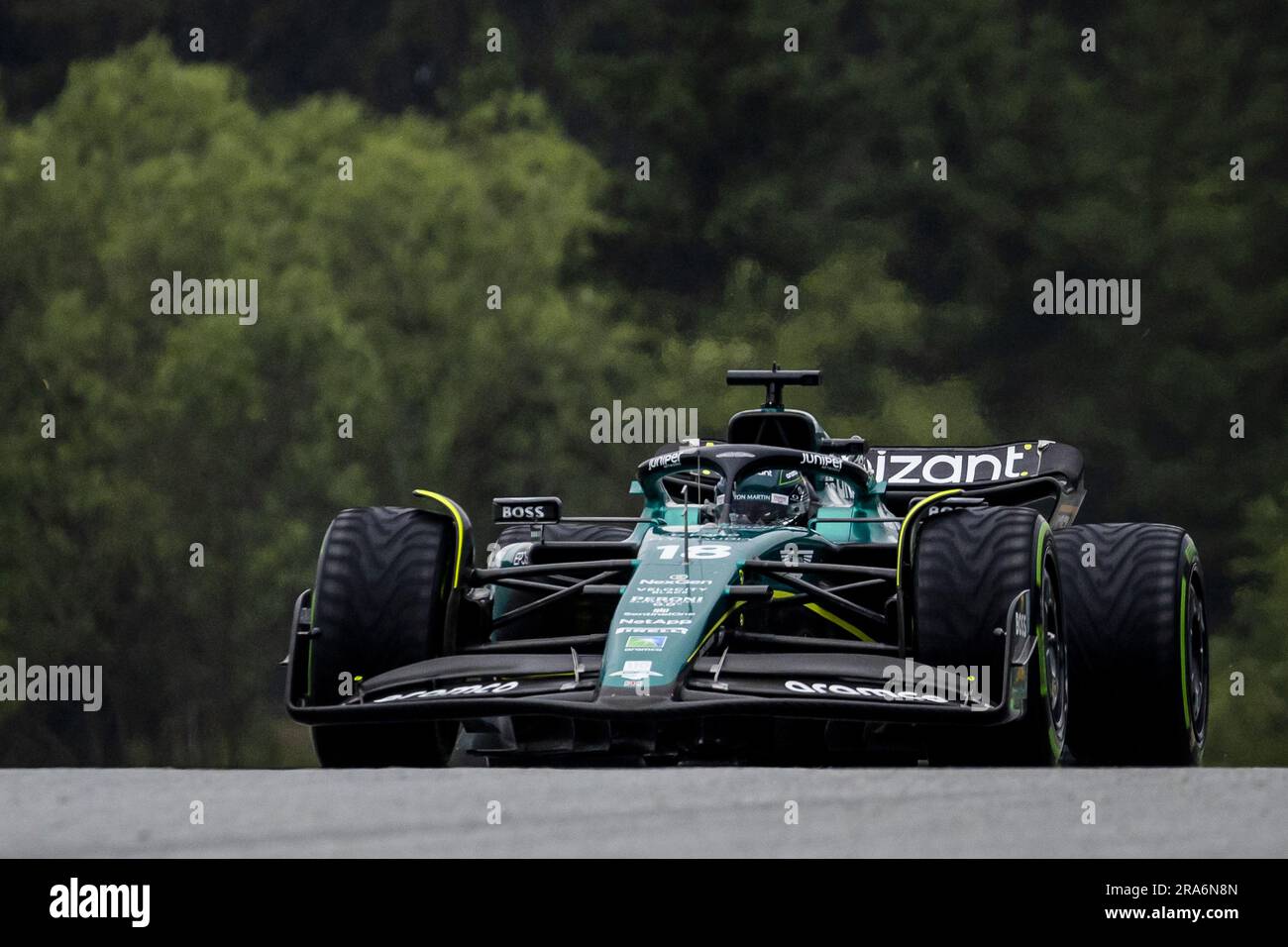 SPIELBERG - Lance Stroll (Aston Martin) during the Sprint Race leading ...
