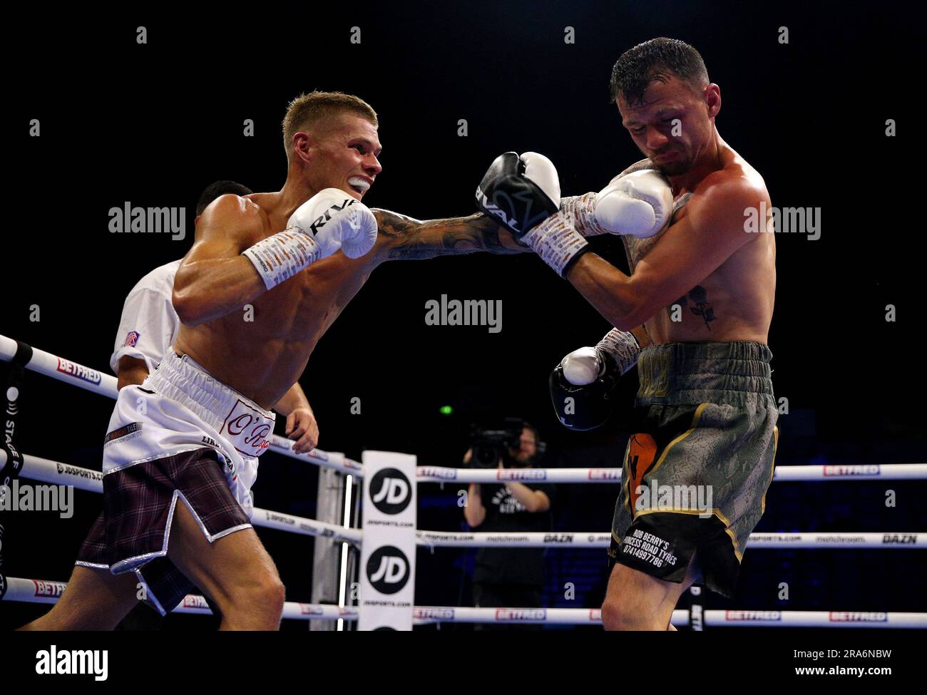 Cory O'Regan (left) and Jordan Ellison in action during their ...