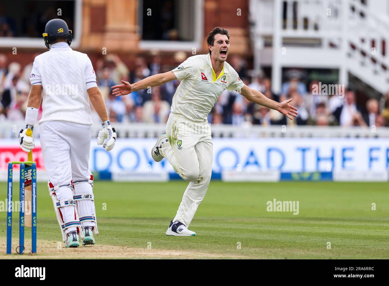 London, England. 1st July, 2023. Australia's Patrick Cummins celebrates ...