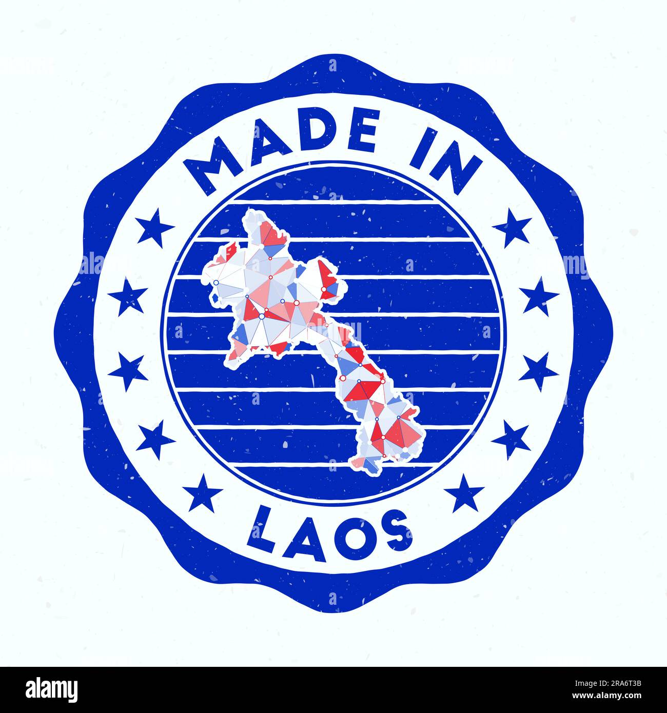 Made In Laos. Country round stamp. Seal of Laos with border shape ...