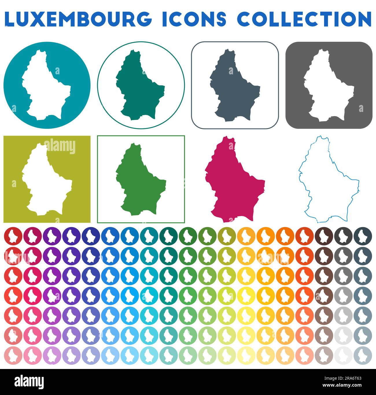 Luxembourg icons collection. Bright colourful trendy map icons. Modern ...