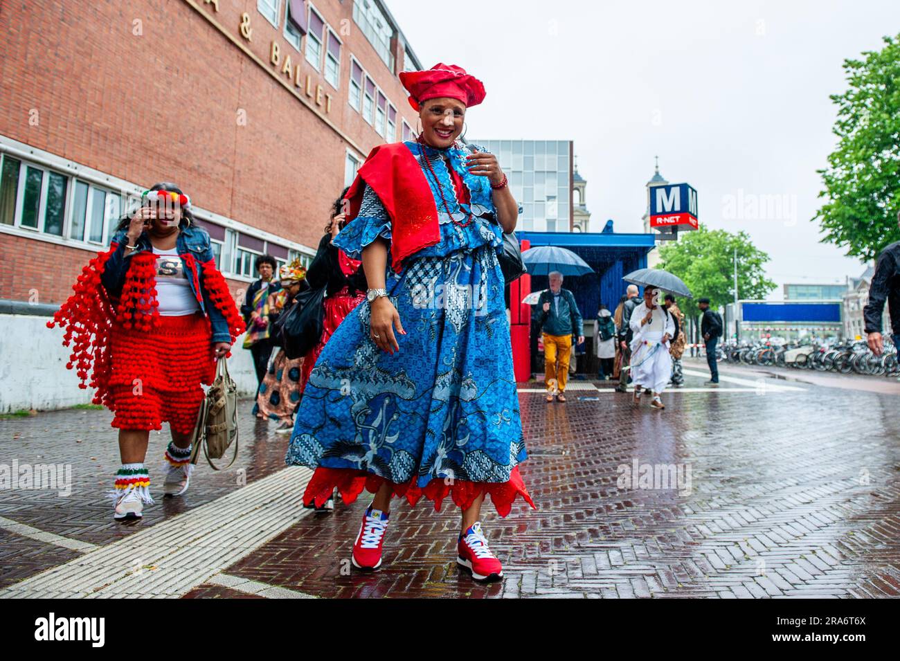Amsterdam, Netherlands. 01st July, 2023. Surinamese people are seen ...