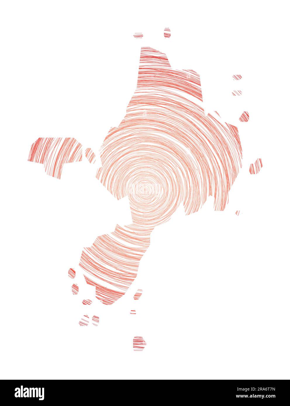 Sark map filled with concentric circles. Sketch style circles in shape ...