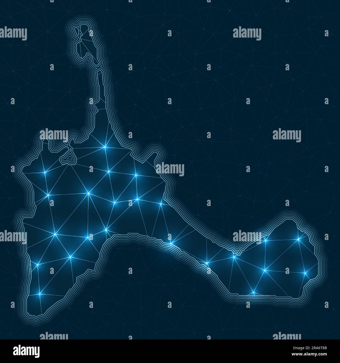 Formentera network map. Abstract geometric map of the island. Digital ...