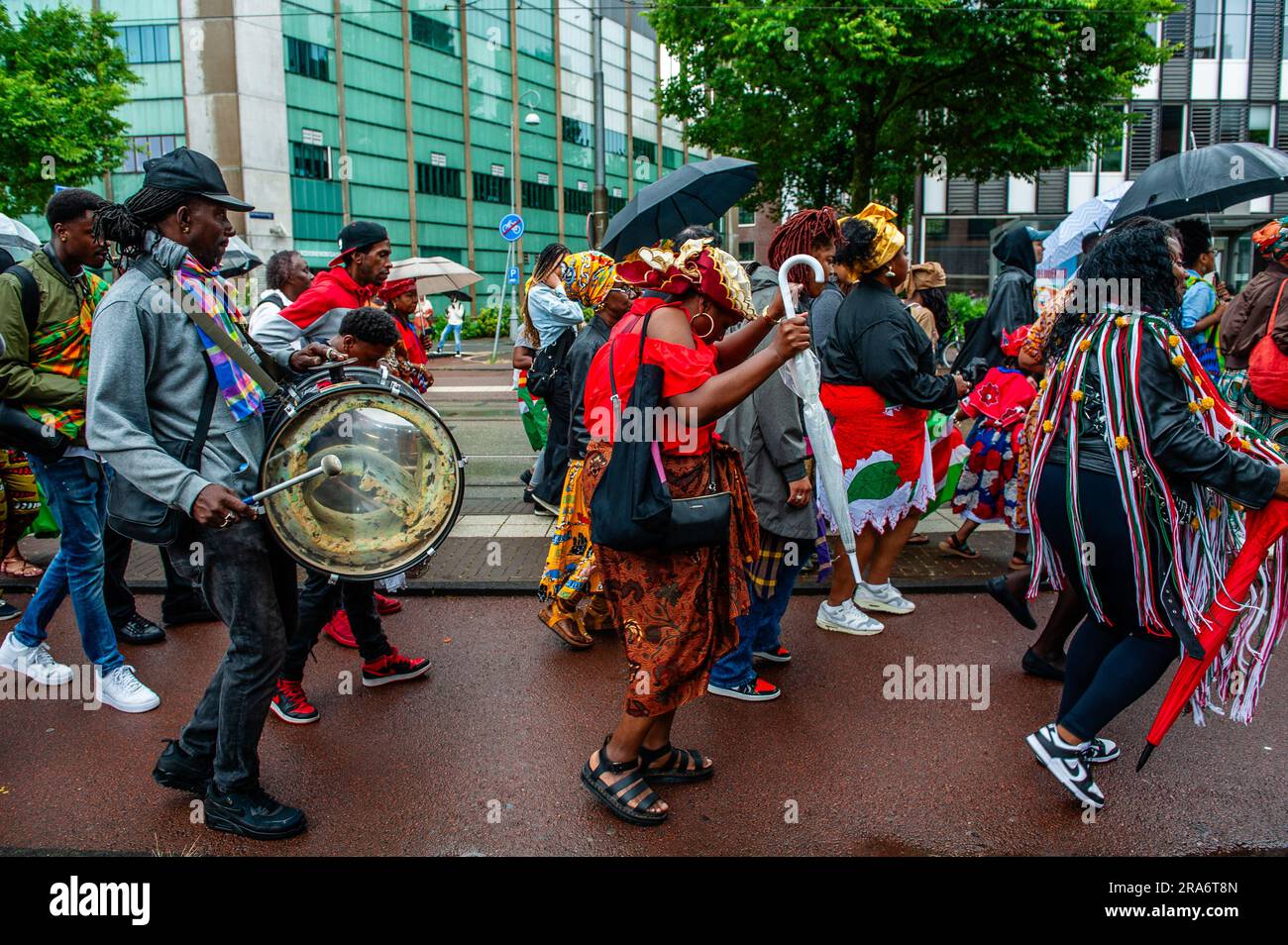 Amsterdam, Netherlands. 01st July, 2023. Surinamese people are seen ...