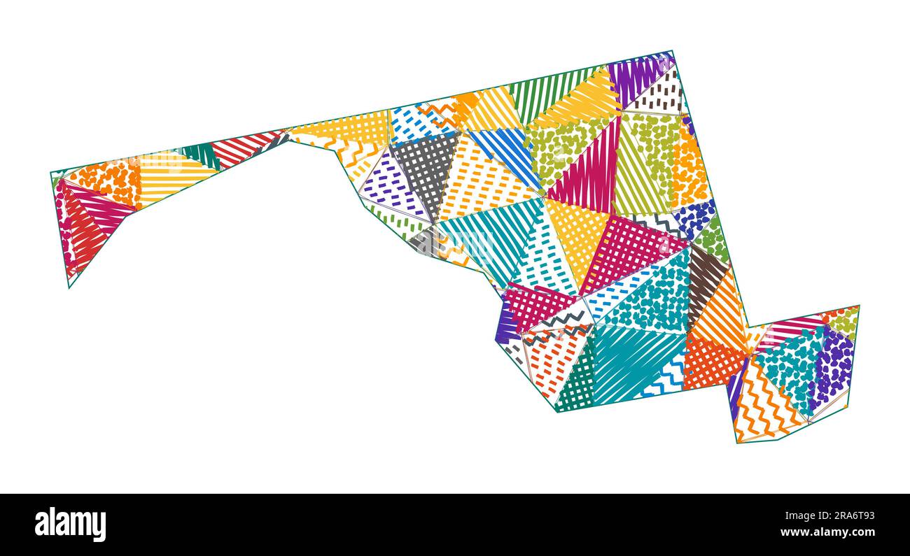 Kid style map of Maryland. Hand-drawn polygons in the shape of Maryland ...