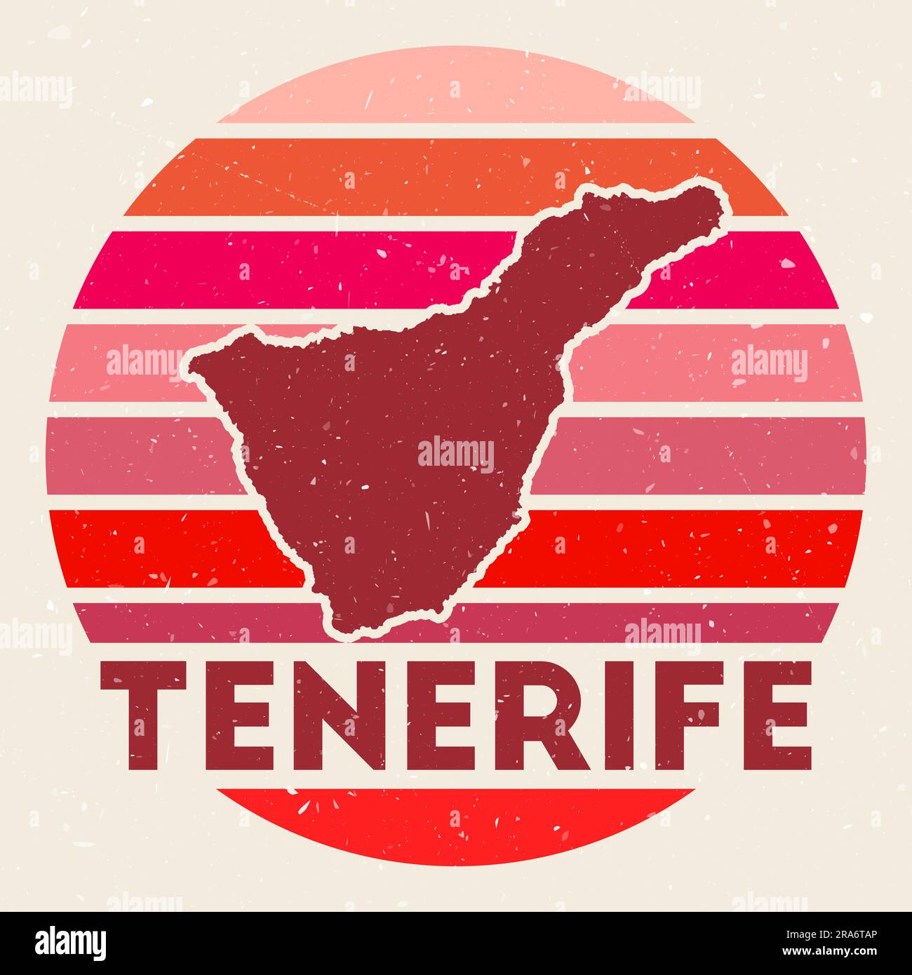 Tenerife logo. Sign with the map of island and colored stripes, vector ...
