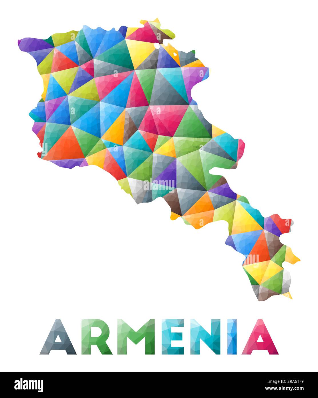 Armenia - colorful low poly country shape. Multicolor geometric ...