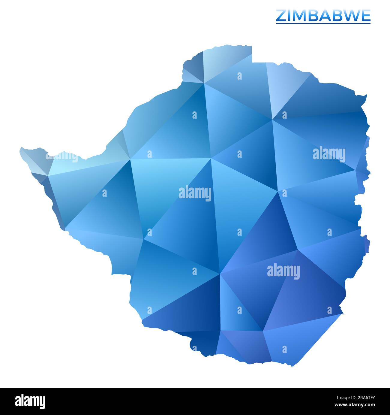 Vector polygonal Zimbabwe map. Vibrant geometric country in low poly style. Attractive ...