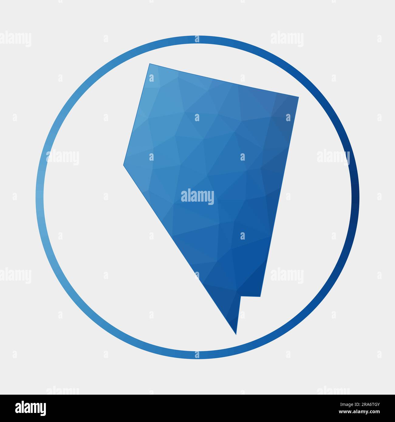 Nevada icon. Polygonal map of the US state in gradient ring. Round low ...