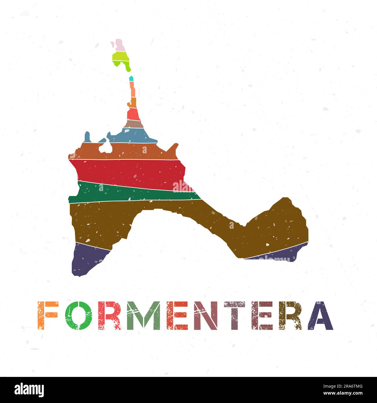 Formentera map design. Shape of the island with beautiful geometric ...