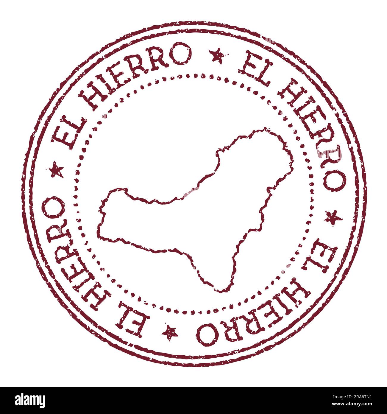 El Hierro round rubber stamp with island map. Vintage red passport ...