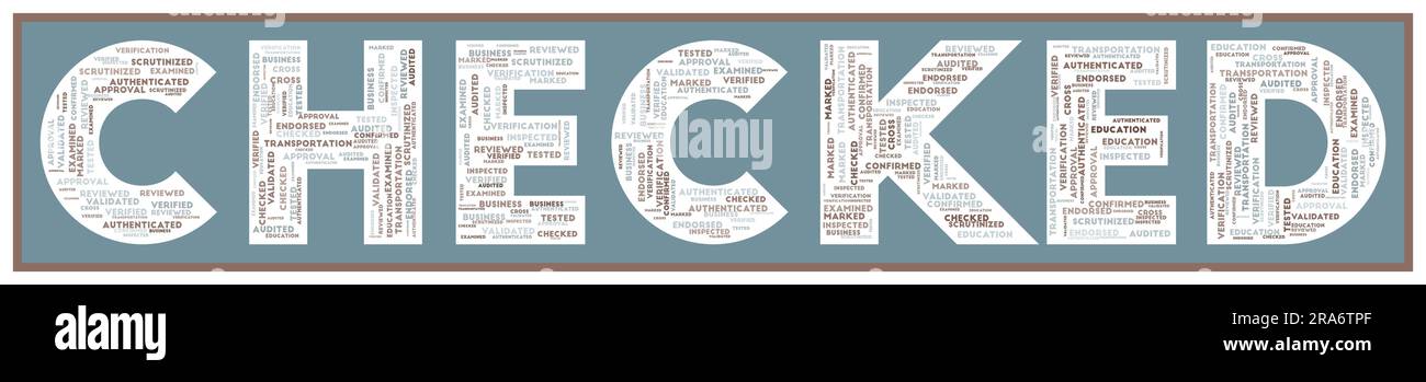 Checked text filled with related keywords of various sizes. Checked ...