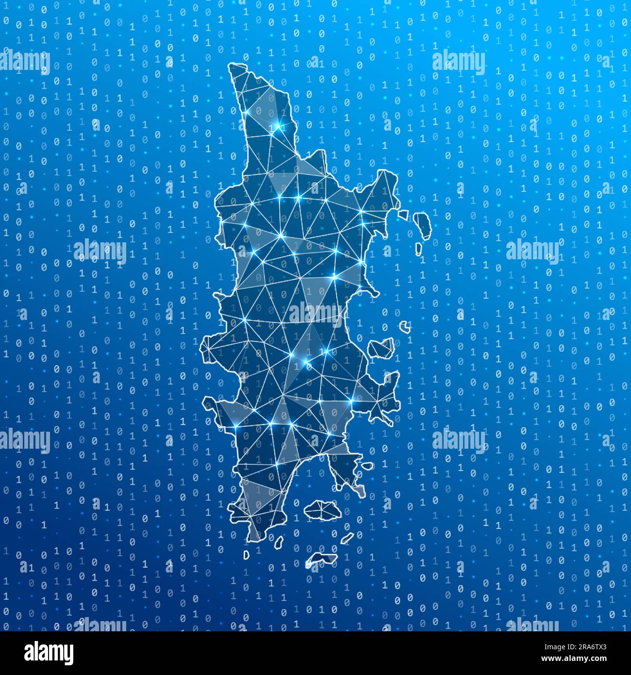 Network map of Phuket. Island digital connections map. Technology ...