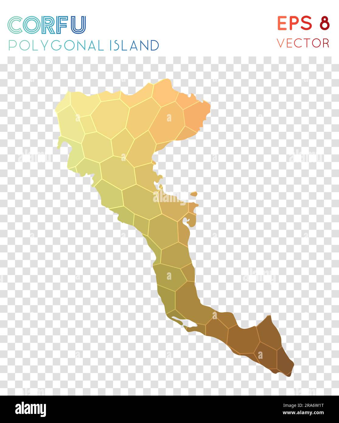 Corfu polygonal map, mosaic style island. Mesmeric low poly style ...