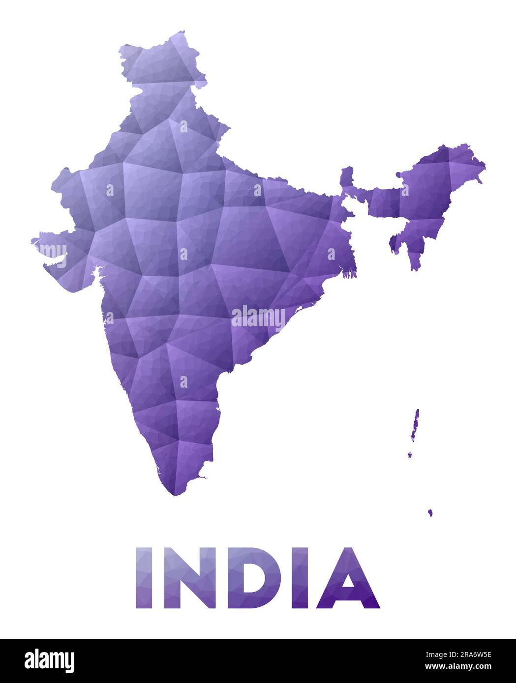 Map of India. Low poly illustration of the country. Purple geometric ...