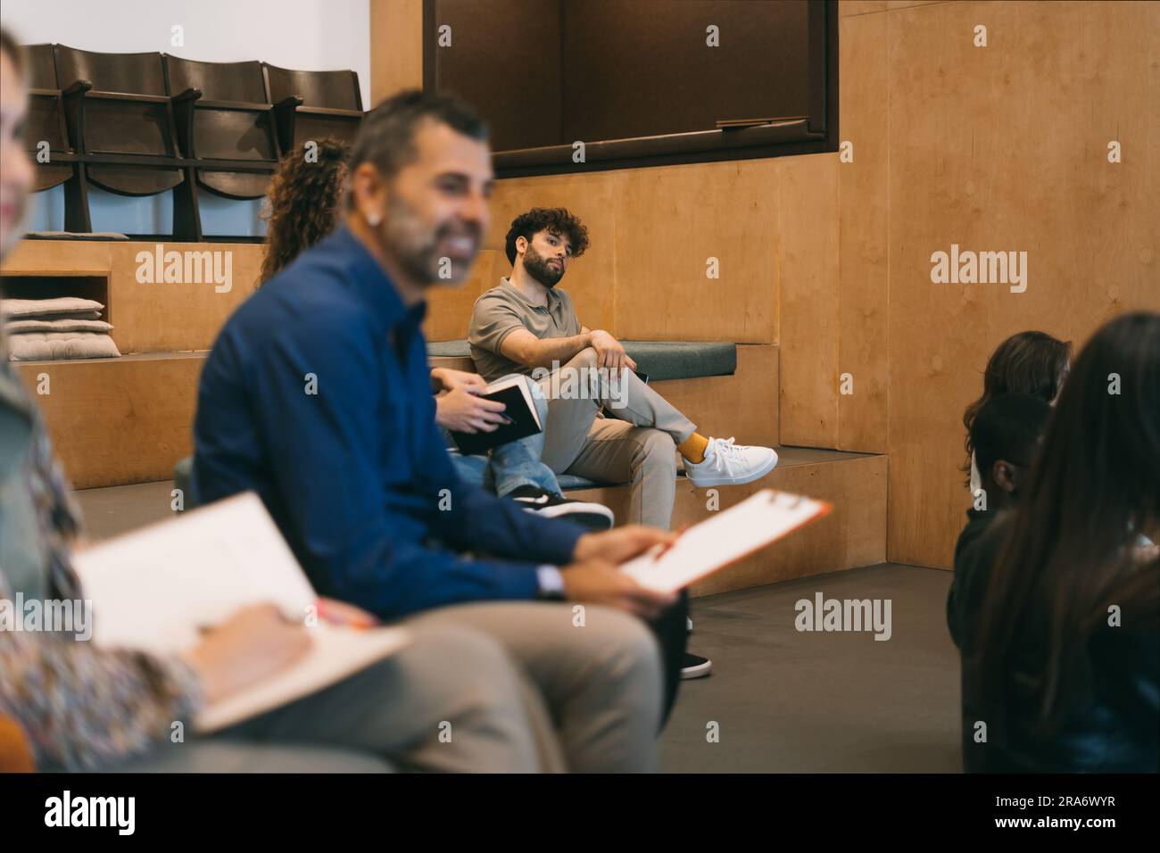 A photo of good looking male person staring at something and thinking ...