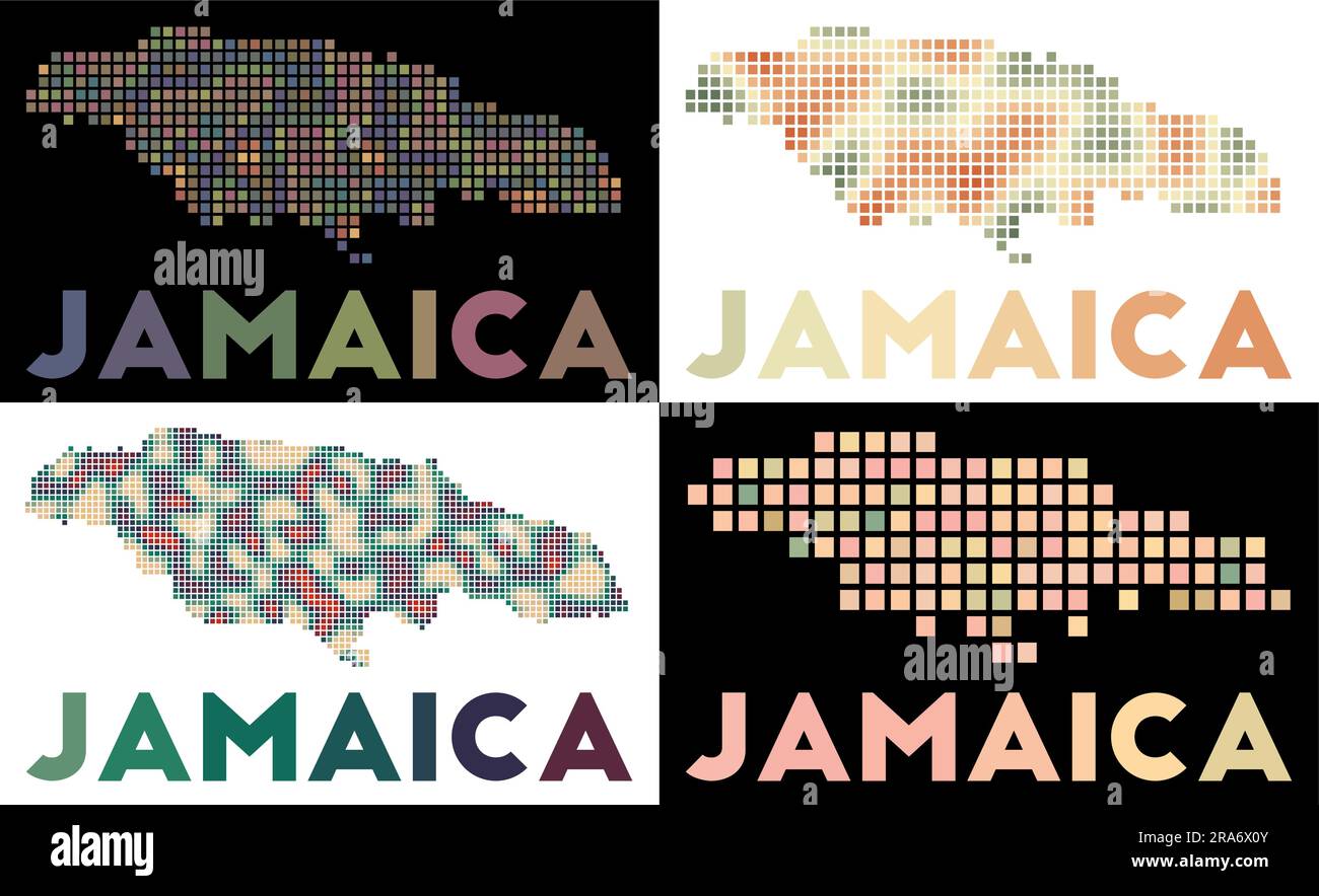 Jamaica map. Collection of maps of Jamaica in dotted style. Borders of ...