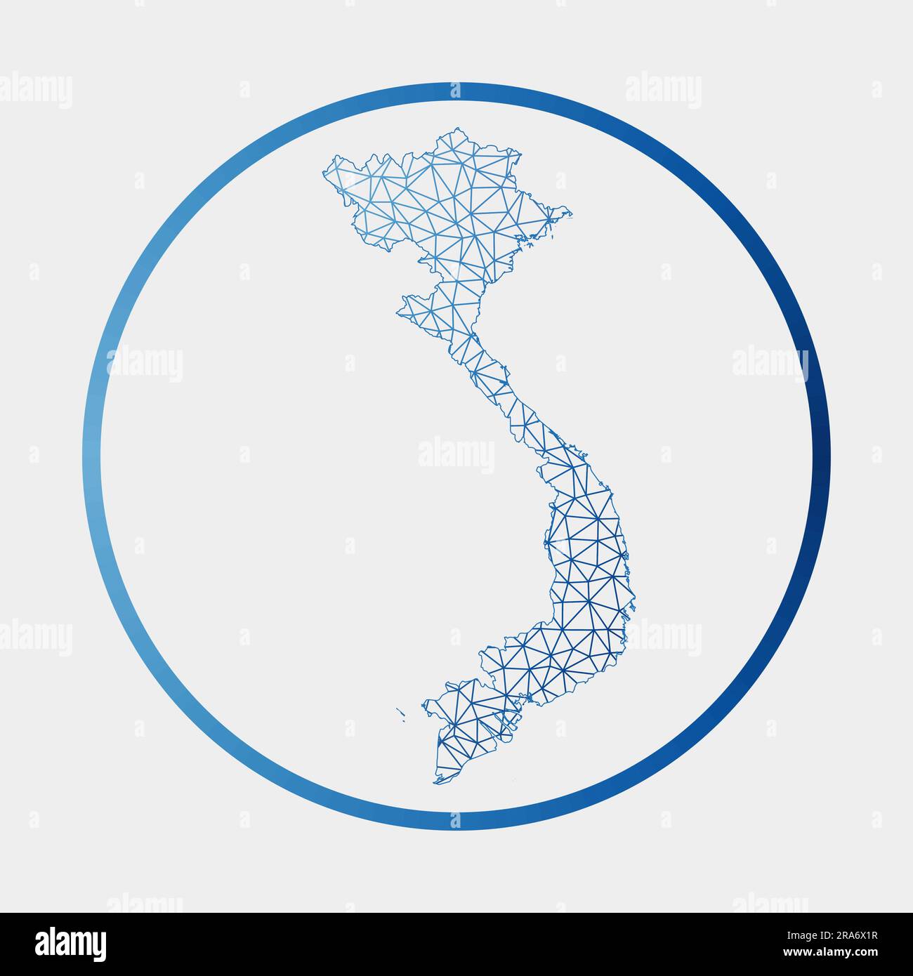 Vietnam icon. Network map of the country. Round Vietnam sign with ...
