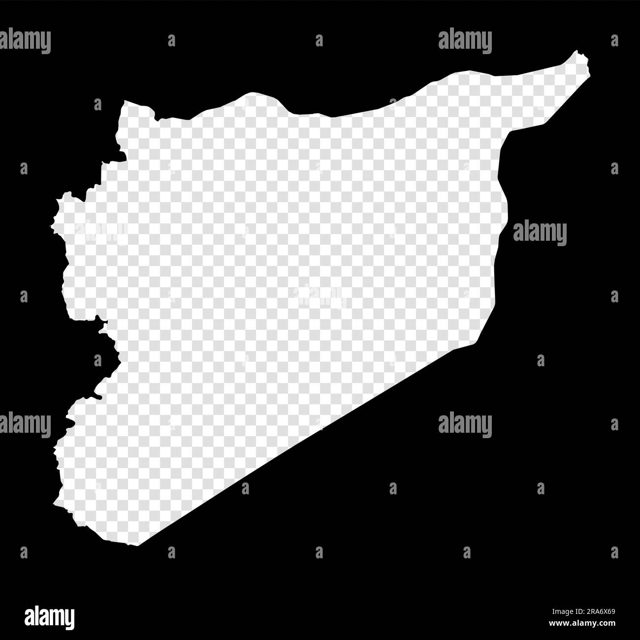 Stencil map of Syria. Simple and minimal transparent map of Syria. Black rectangle with cut ...
