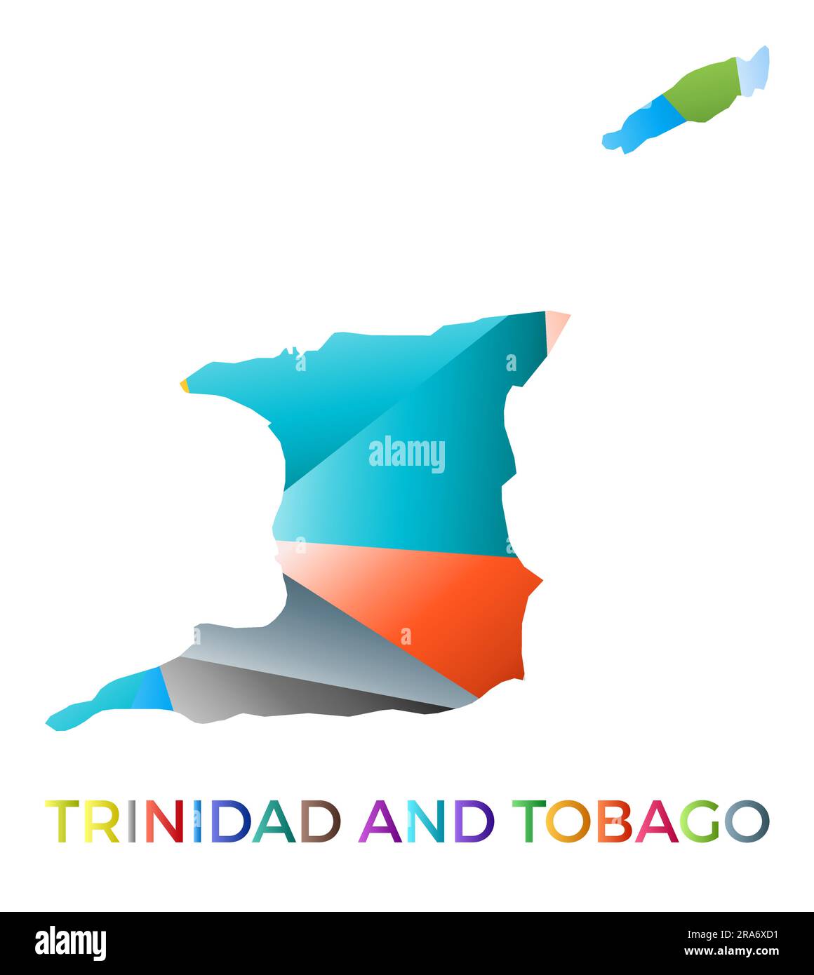 Bright colored Trinidad and Tobago shape. Multicolor geometric style ...