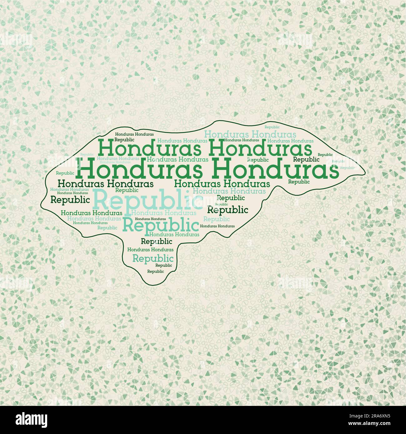 Honduras shape with country names word cloud in multiple languages ...