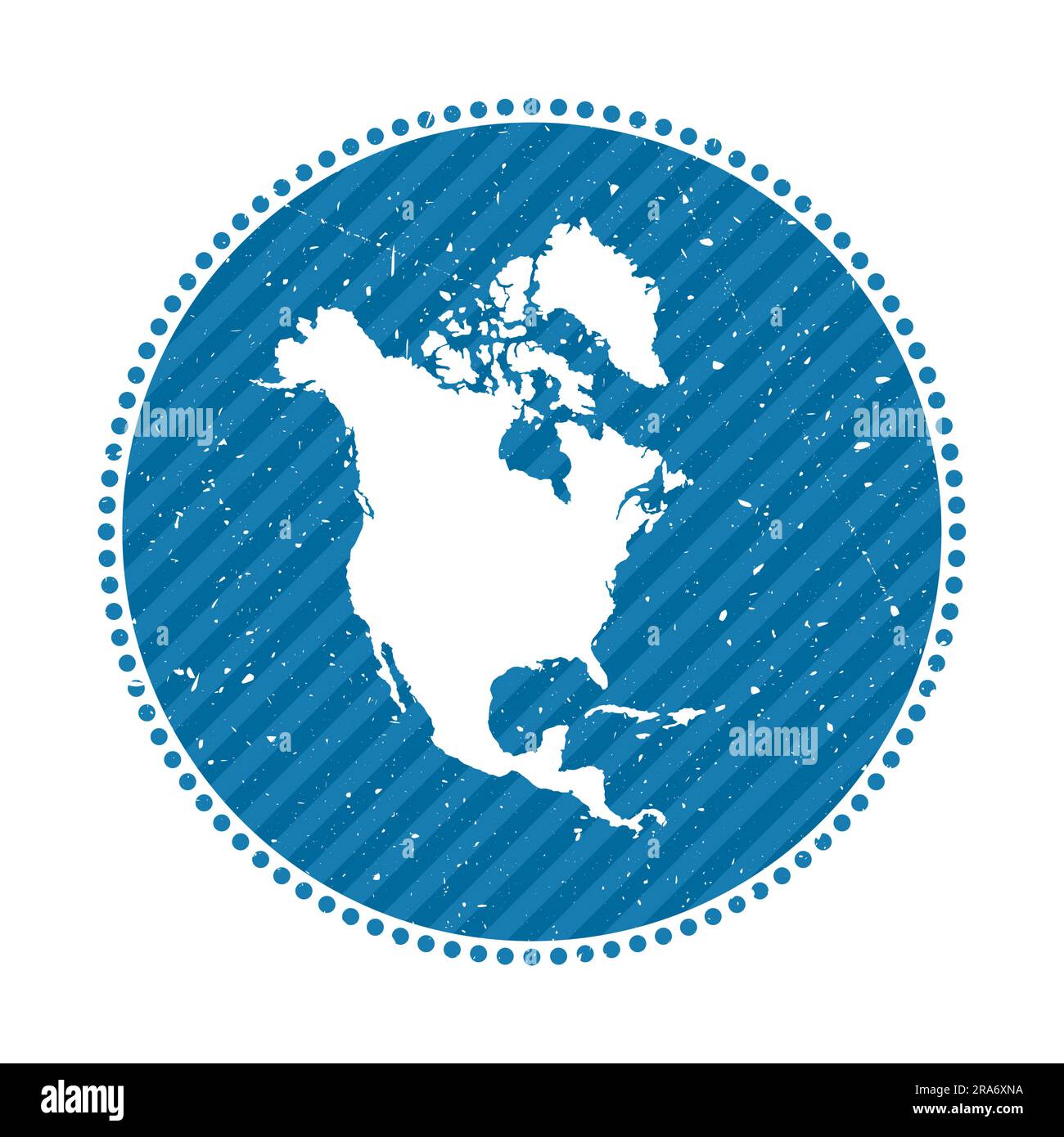 North America striped retro travel sticker. Badge with map of continent ...