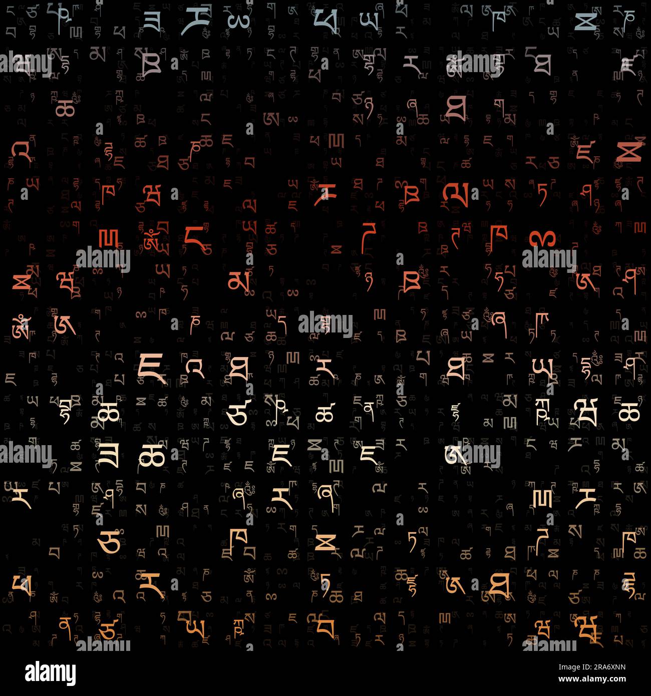 Letters Matrix Background. Random letters of Tibetan Alphabet ...