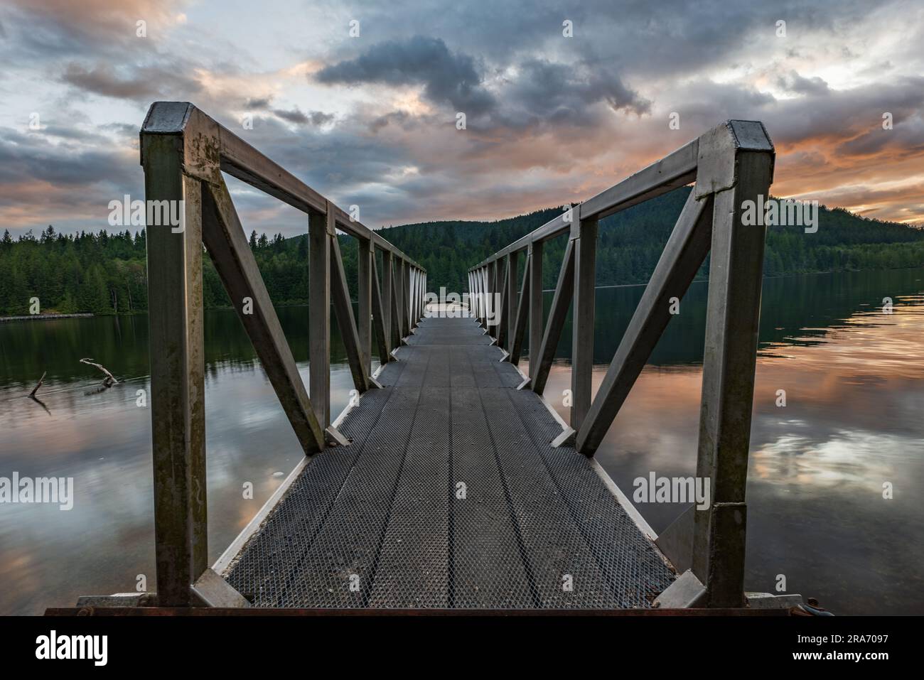 Dock from inland lake near Powel River, British Columbia, Canada Stock ...