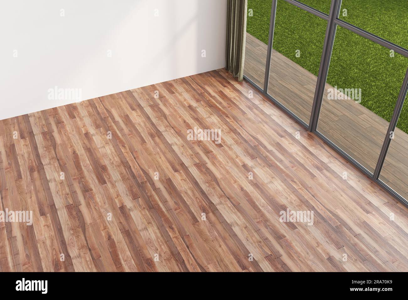 3d Render of modern empty space with great window to garden Stock Photo ...