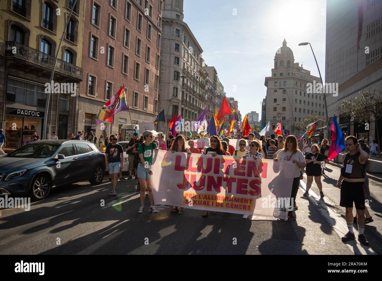Barcelona, Catalonia, Spain. 1st July, 2023. Unified demonstration on ...