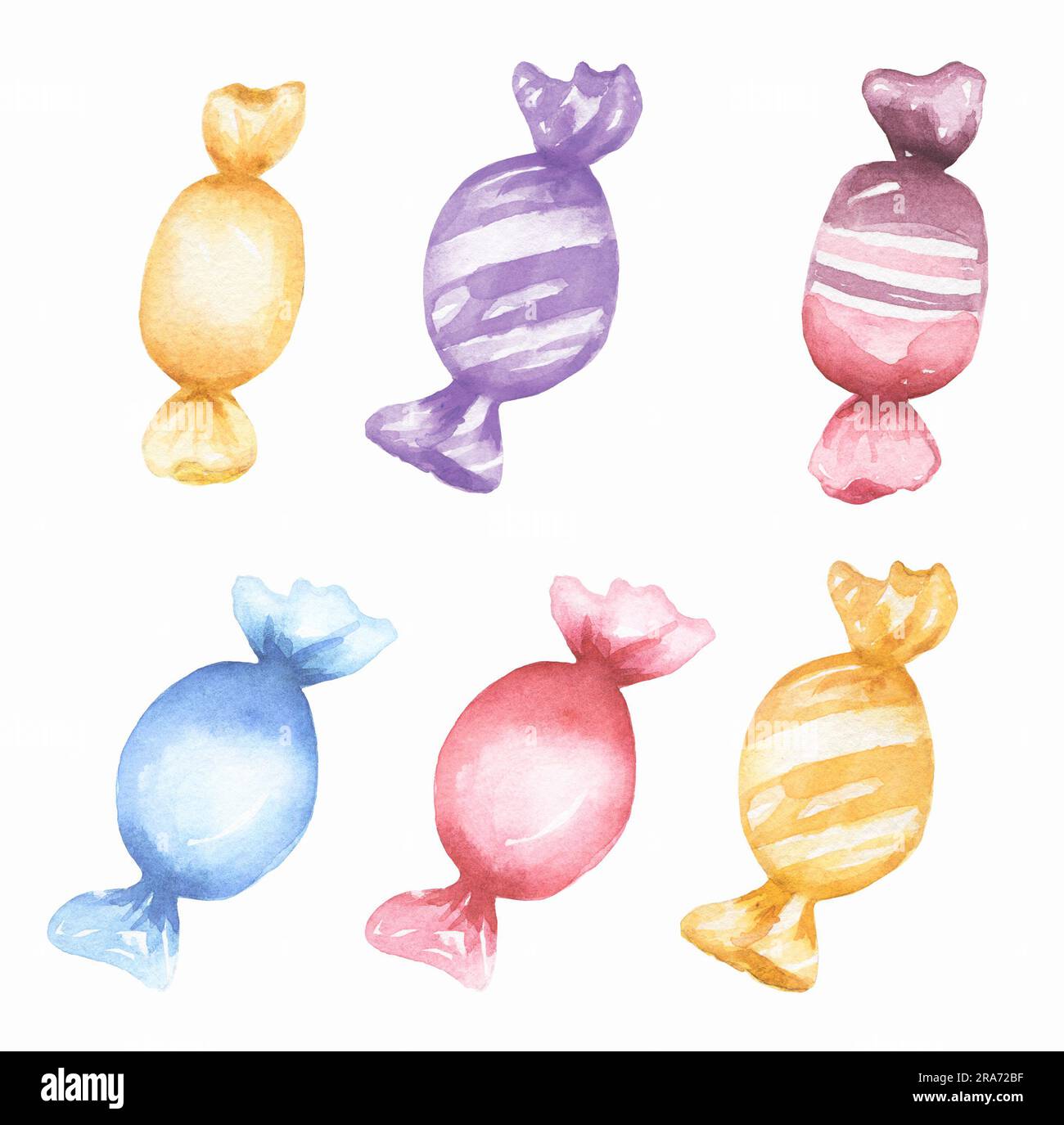 Set of candies in multicolor wrappers illustration. Elements are ...