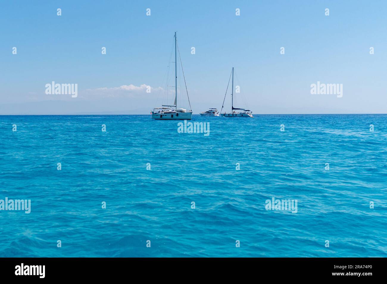 Beautiful seascape with sailing yachts in summer on sunny day aerial ...