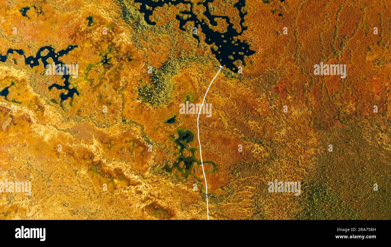 Upland And Transitional Bogs With Numerous Lakes. Elevated Aerial View ...